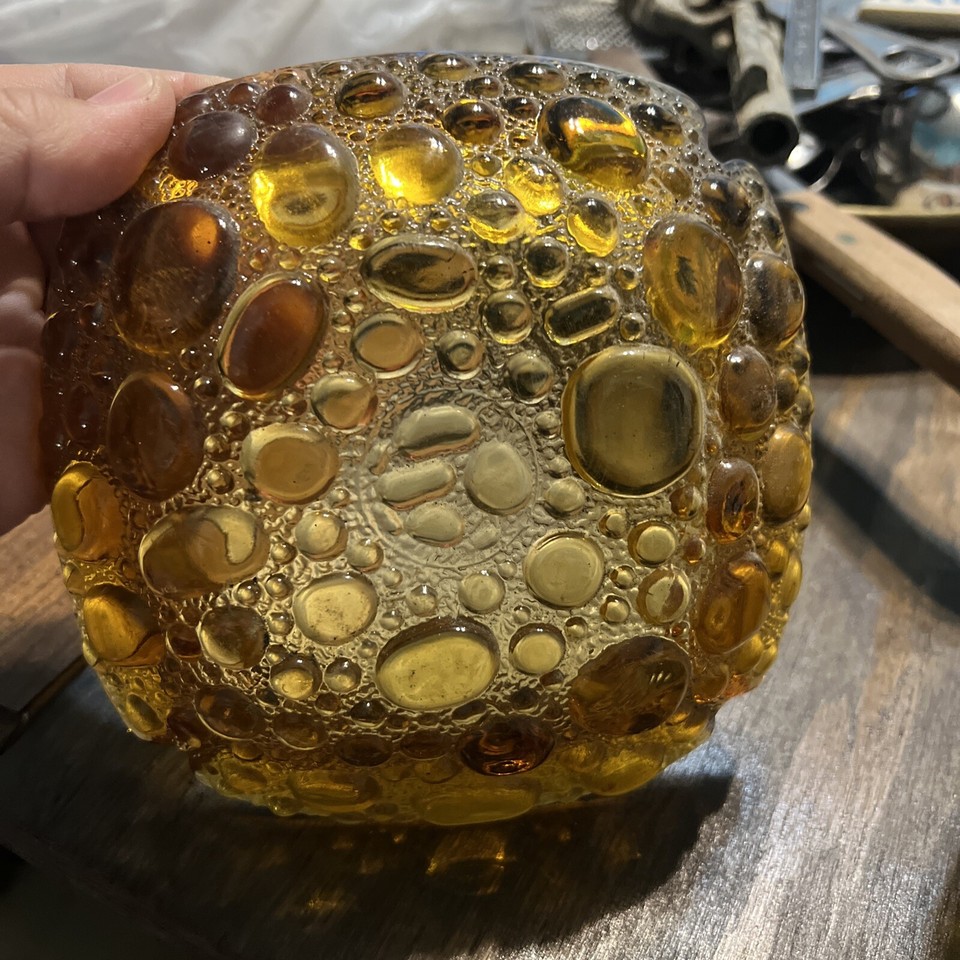 Vintage Libby Amber Pebble Bubble Square Glass Ashtray/trinket tray 4" MCM | eBay