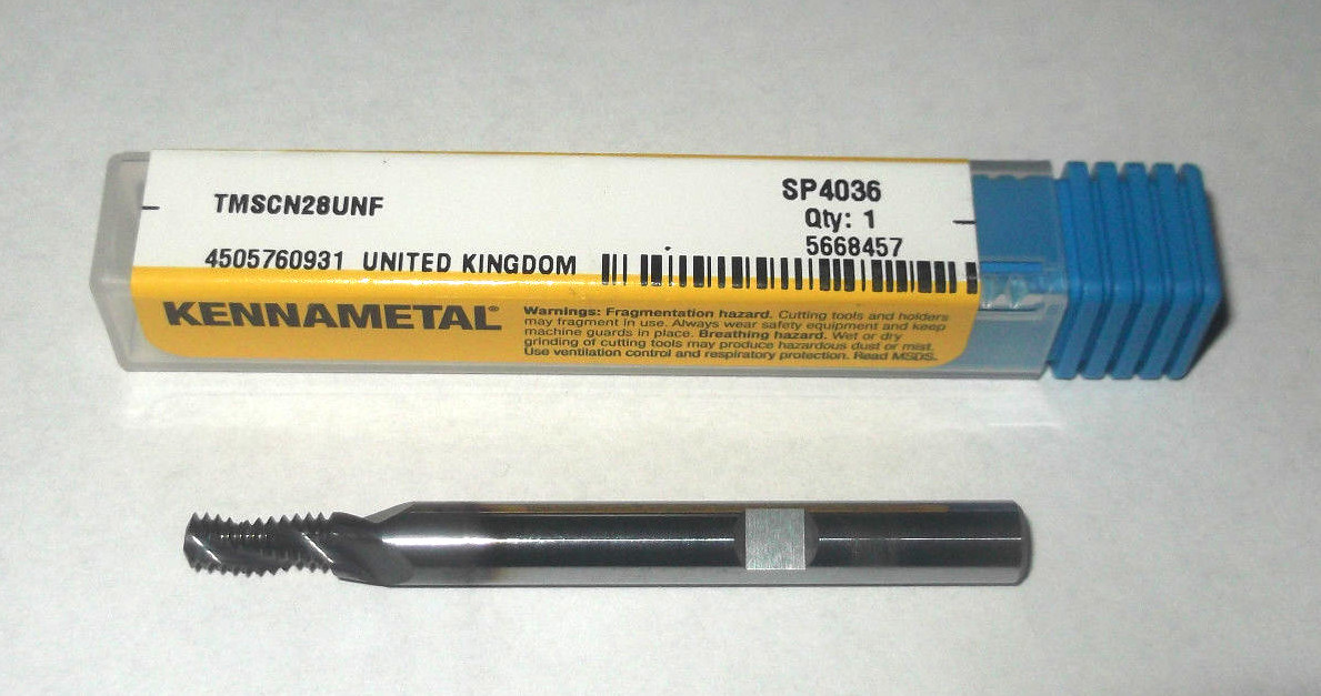 KENNAMETAL 1/4"-28 UNF SOLID CARBIDE THREADMILL THREAD MILL TMSCN28UNF ...