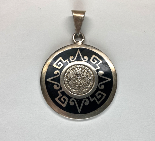 Vintage Taxco Sterling Silver 925 Medallion Pendant Aztec Sundial 23 ...
