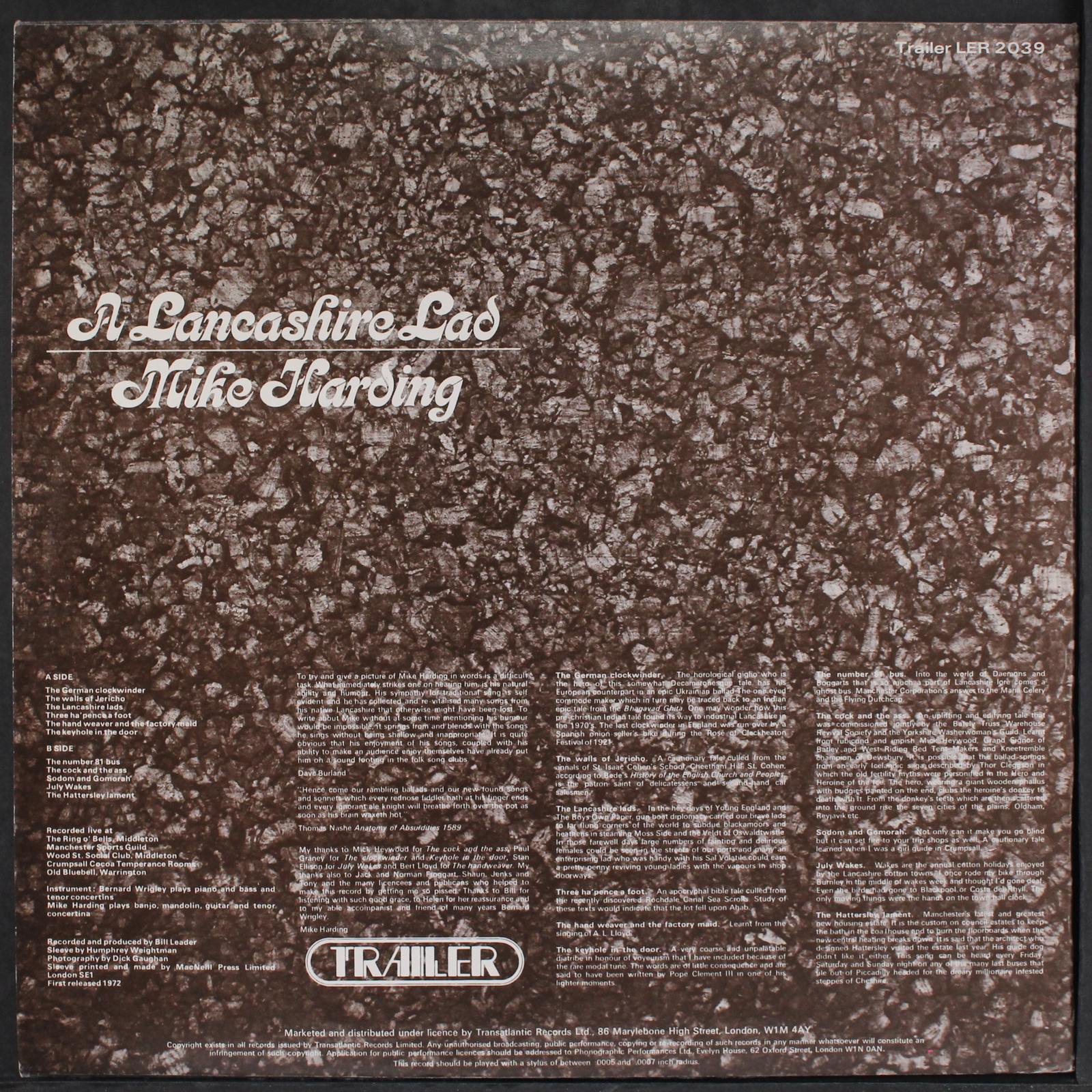 MIKE HARDING: a lancashire lad TRAILER 12" LP 33 RPM | eBay
