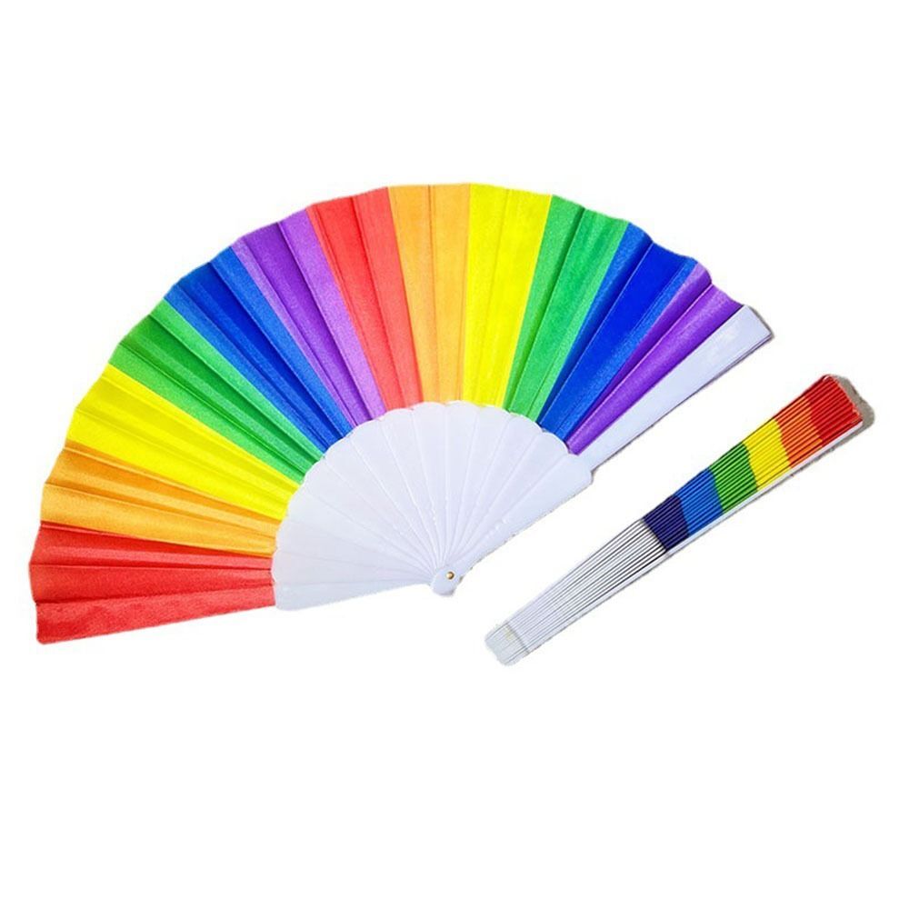 Plastic Crafted Folding Rainbow Fans Folding Hand Fan Rainbow Hand Fan ...