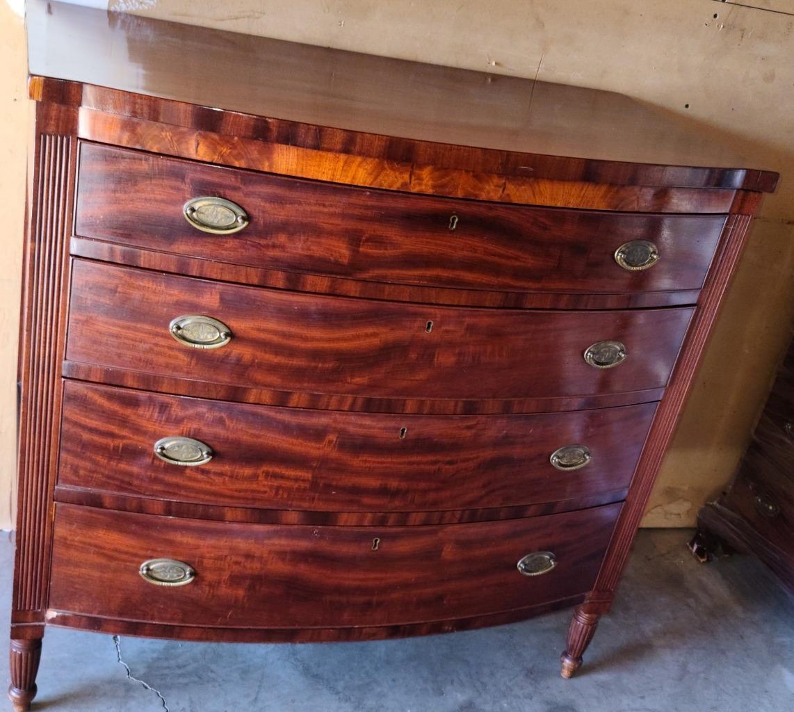 Antique Curved Front Chest of Drawers – Solid Mahogany – GORGEOUS ...