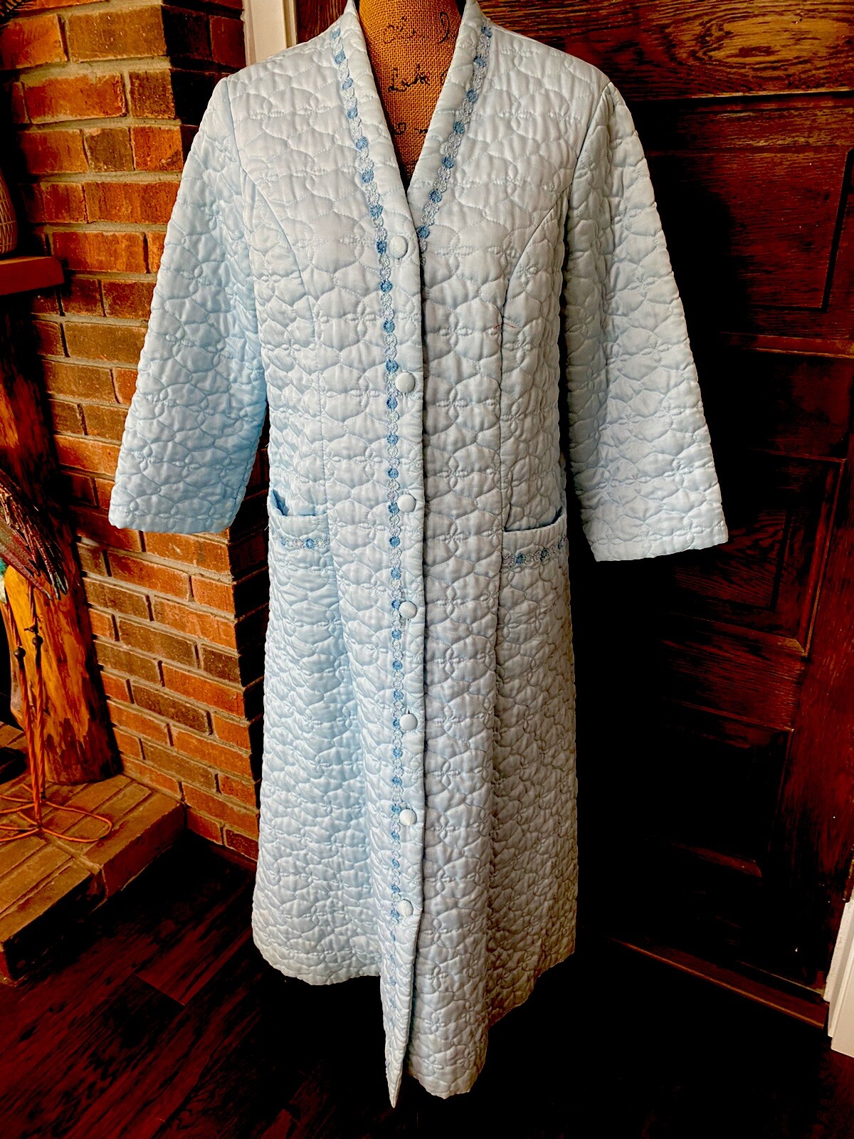 Vintage Sears Quilted Blue House Coat Lounge Sz 16 At… - Gem