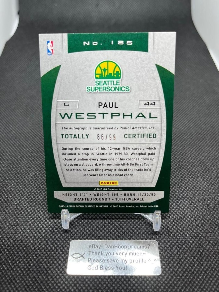 2013-14 Panini Totally Red Signatures AUTO PAUL WESTPHAL #86/99 Sonics ...