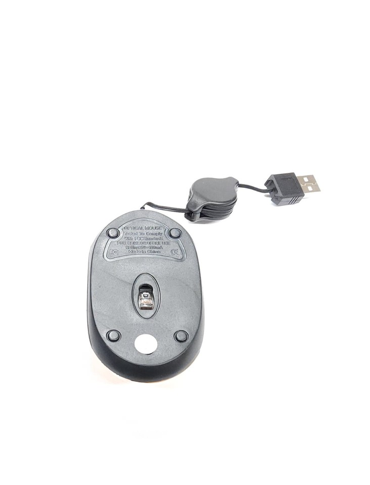 New Ultra Compact Retractable Cable USB Optical Mouse with Blue Led For ...