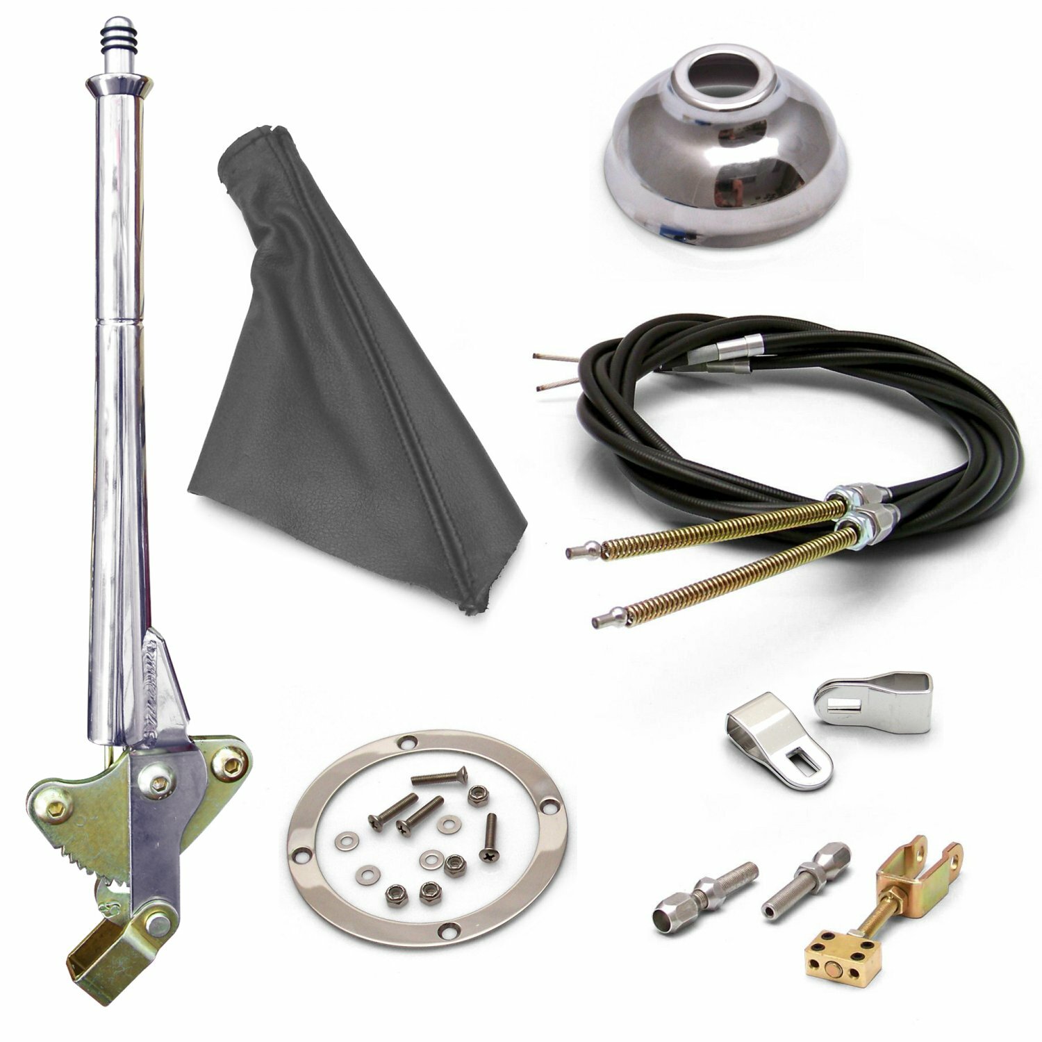 11 Trans Mnt E-Brake HandleGray Boot, Cap, Chr Ring, Cable Kit, GM ...