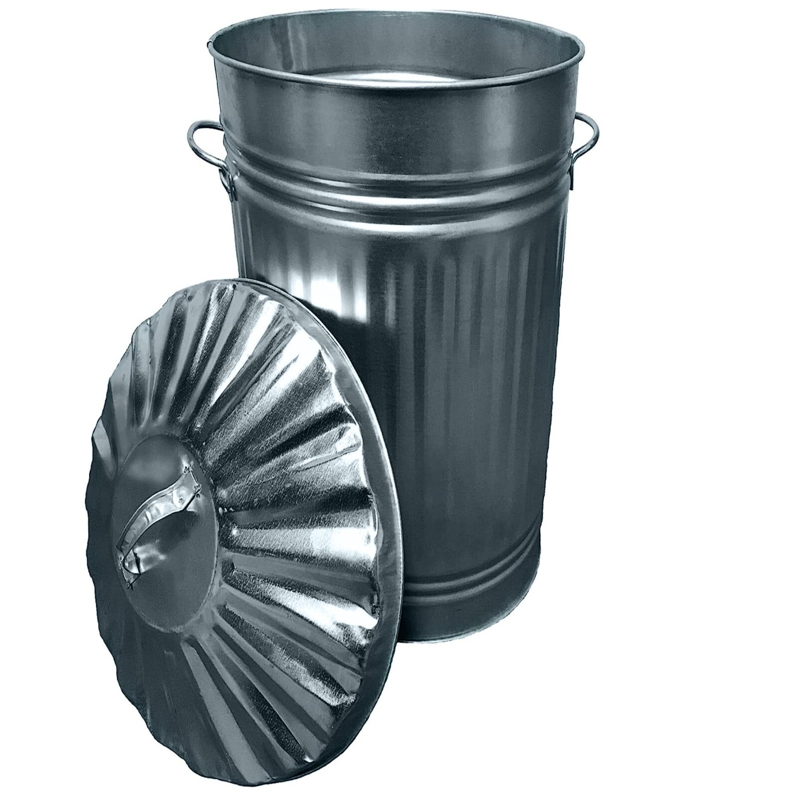 45L TALL STRAIGHT SIDED GALVANISED METAL RUBBISH WASTE KITCHEN DUSTBIN ...