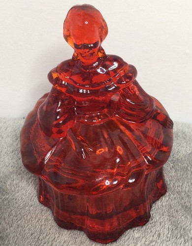 Westmoreland Ruby Red Lady Glass Covered Trinket Box | eBay