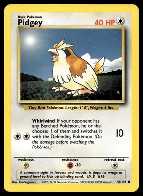 Pidgey 057/102 Common Pokemon Base Set Unlimited WOTC MP | eBay