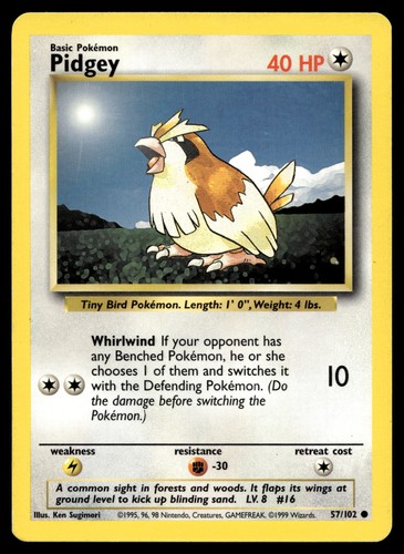 Pidgey 057/102 Common Pokemon Base Set Unlimited WOTC MP | eBay
