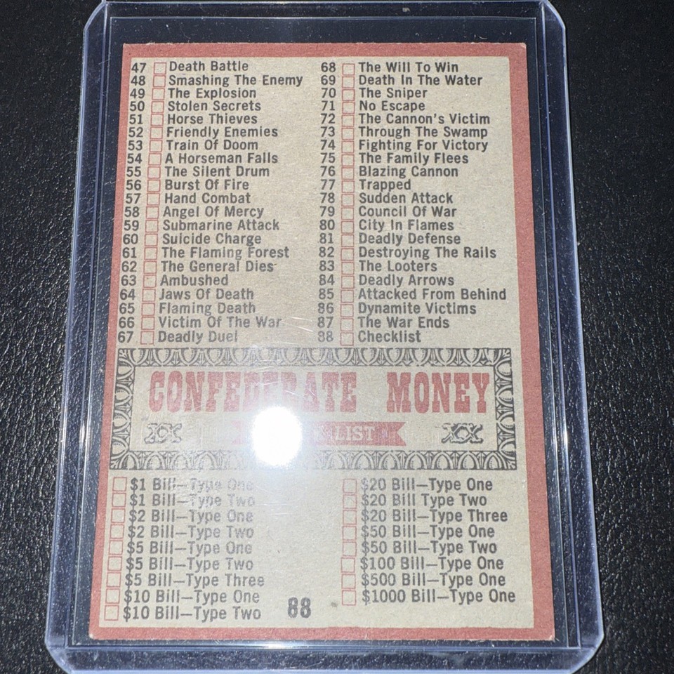 1962 Topps Civil War News #88 Checklist NRMT Tough | eBay