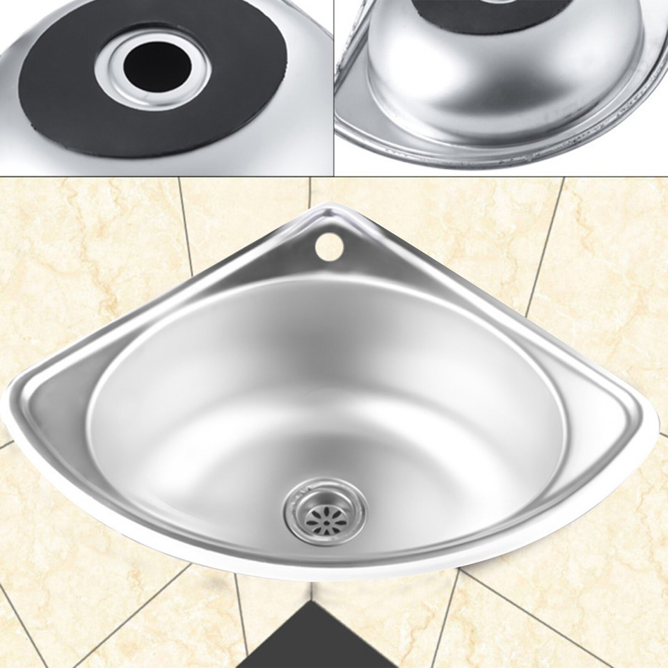 Stainless Steel Triangle Corner Basin Thick Small Sink Wall Mounted ...