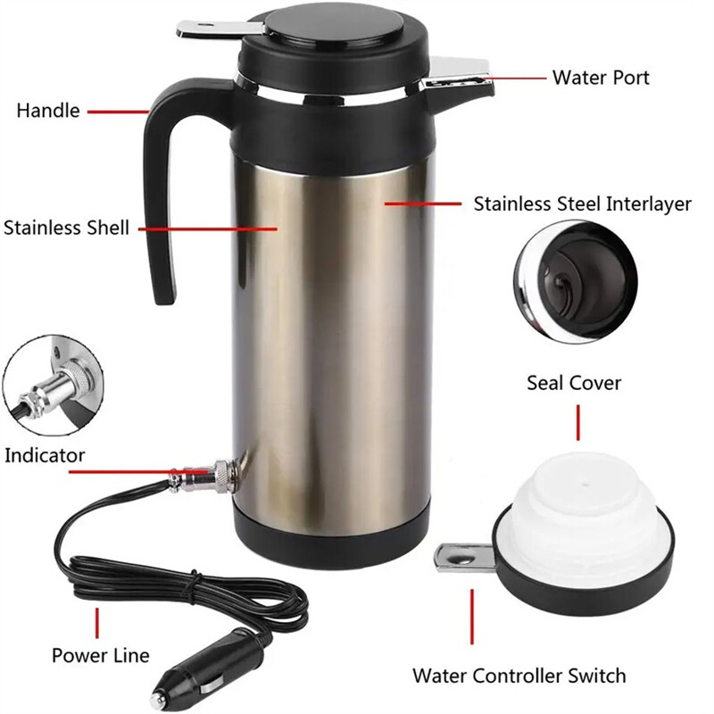 Car Kettle Boiler 12V 24V Stainless Electric Kettle Heating Cup Water ...