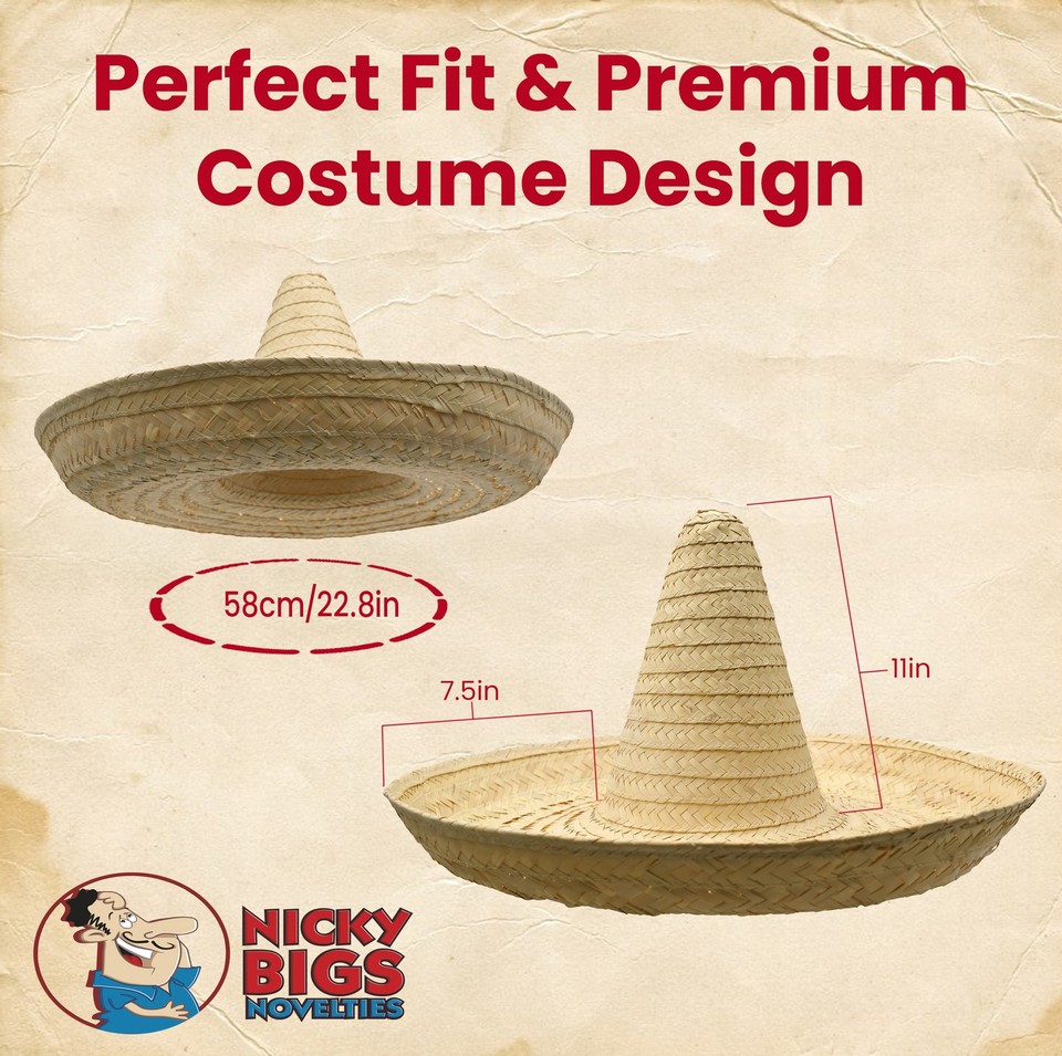 21" Giant Huge Jumbo Mexican Sombrero CINCO DE MAYO fiesta party Zapata ...
