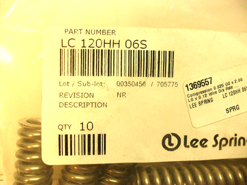 qty 10- LEE Springs LC 120HH 06S Helical Compression Spring OD 0.6250 ...