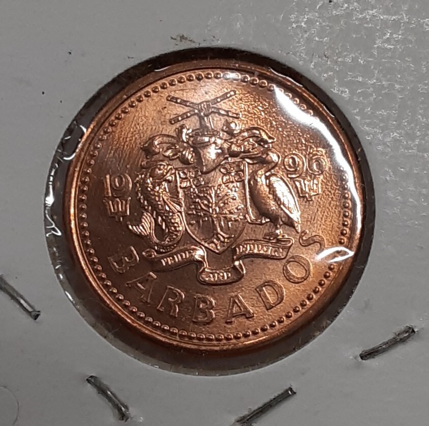 1996 Barbados One Cent Trident Reverse BU Copper Plated Zinc Coin | eBay