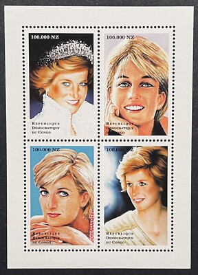 CONGO PRINCESS DIANA MEMORIAL STAMPS SHEET OF 4 MNH 1998 ROYALTY | eBay