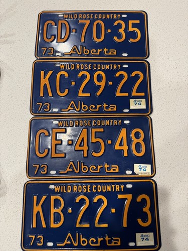 Canada Alberta 1973 / 74 license plates-Qty. 4 Wild rose Country ...