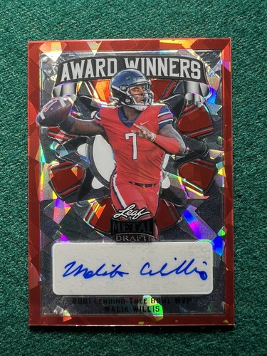 2022 Leaf Metal Draft Malik Willis Rookie Auto Red Crystal Award ...