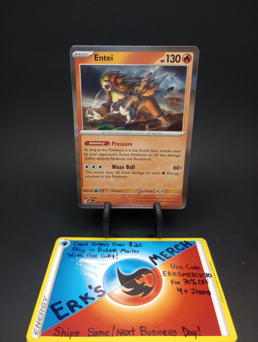 Shiny Entei Card Obsidian Flames