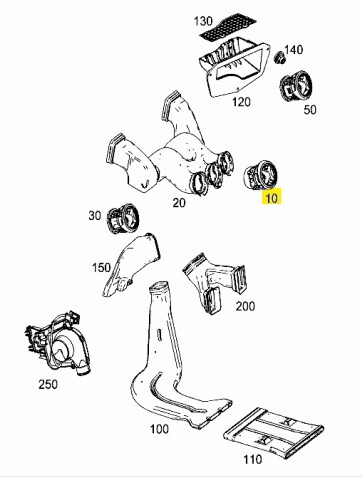 A2468303600 9051 MERCEDES W242 W246 CENTRAL BLACK AIR VENT GENUINE NEW ...