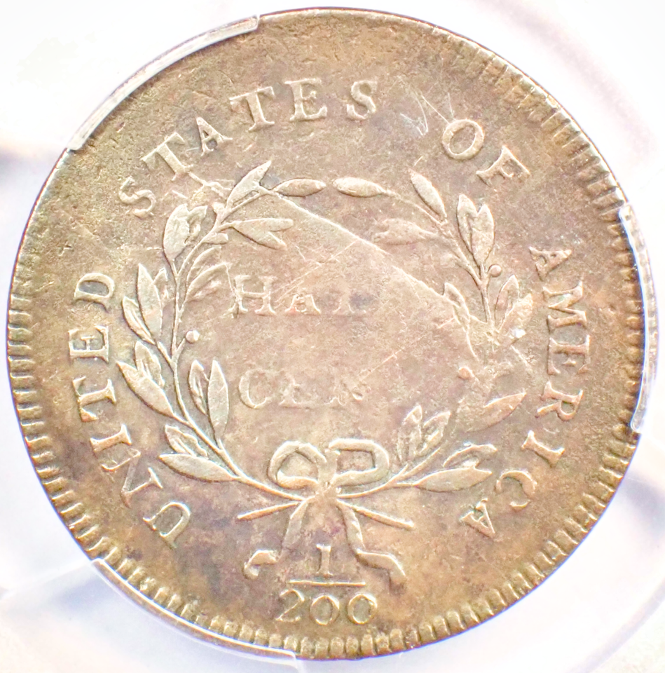 1795 Liberty Cap Flowing Hair Half Cent 1/2C - PCGS XF Detail (EF ...