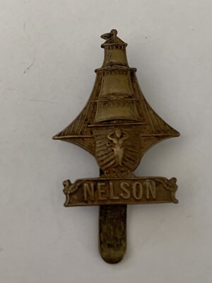 BRASS NELSON BATTALION RND CAP BADGE - “O” In Nelson Is Straight | eBay UK