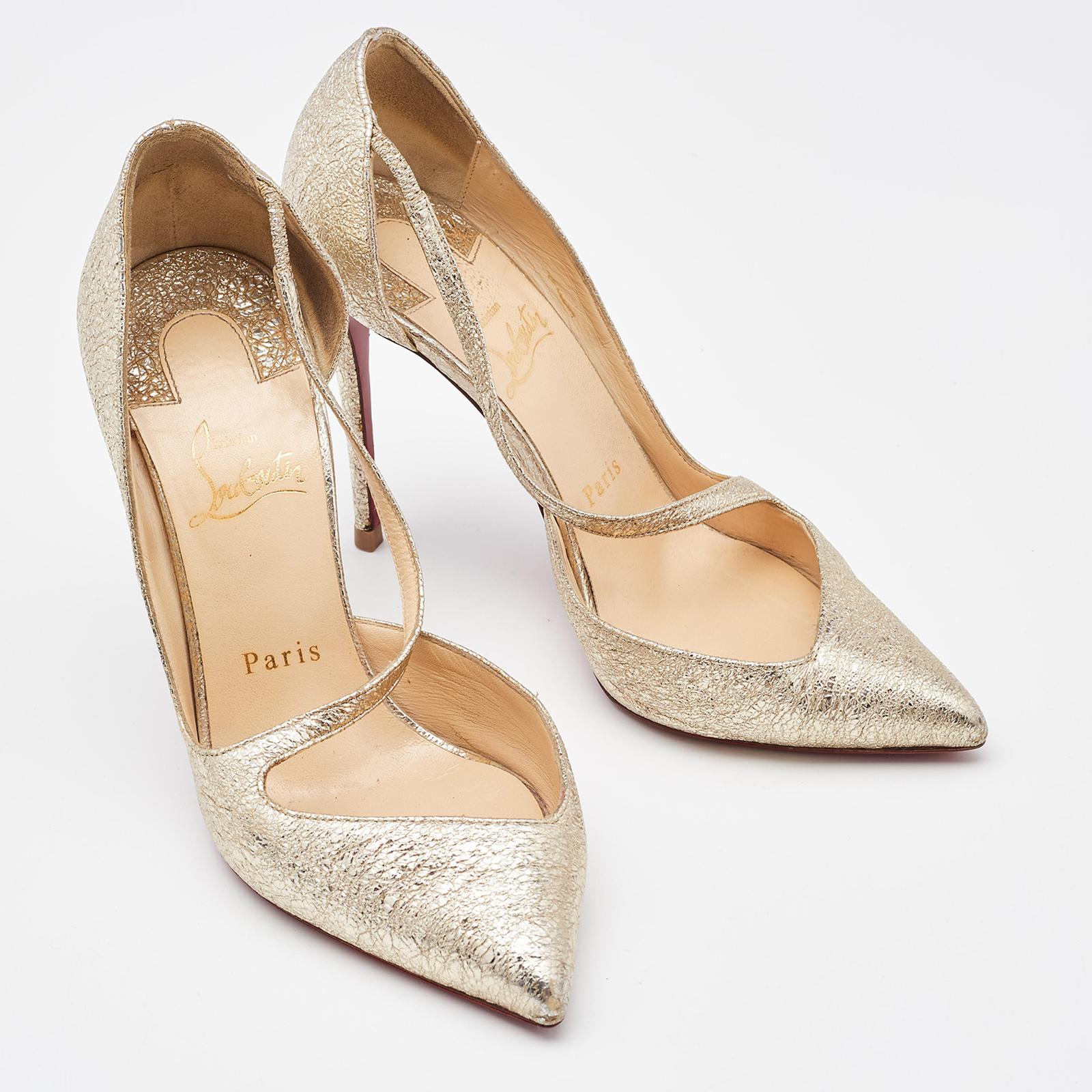 Christian Louboutin Gold Textured Leather Jumping Pumps Size 37 | eBay