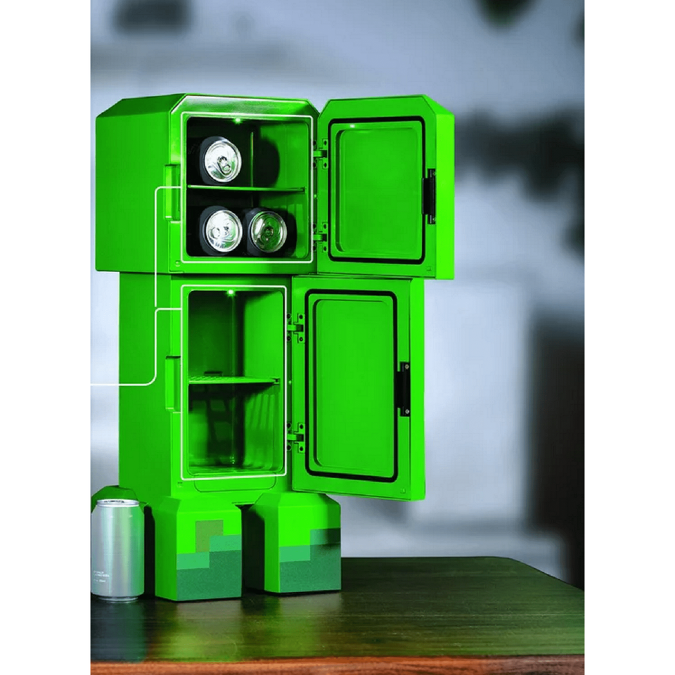 Green Creeper Mini Fridge 12 Can 2 Door Green Ambient Body Lighting LED ...
