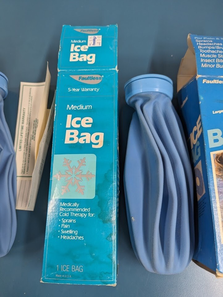 Faultless Vintage Medium Ice Bag Blue With Box 2 Medium 1 Large Lot of ...