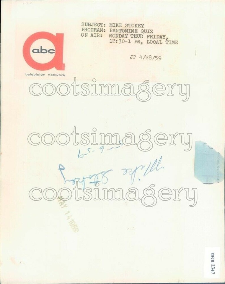 1959 Press Photo Pantomime Quiz TV Game Show Host Mike Stokey 1950s | eBay