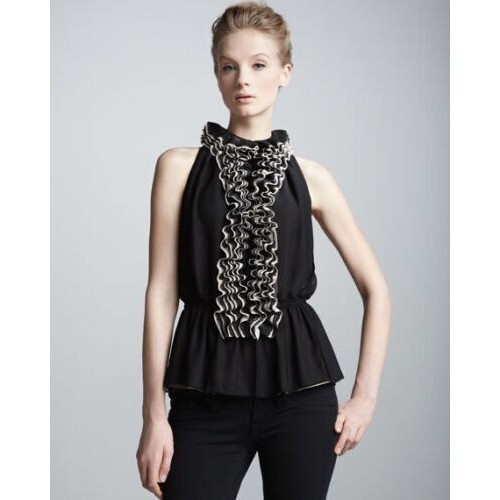 Robert Rodriguez Neiman Marcus Target Womens M Black Sleeveless Ruffled ...