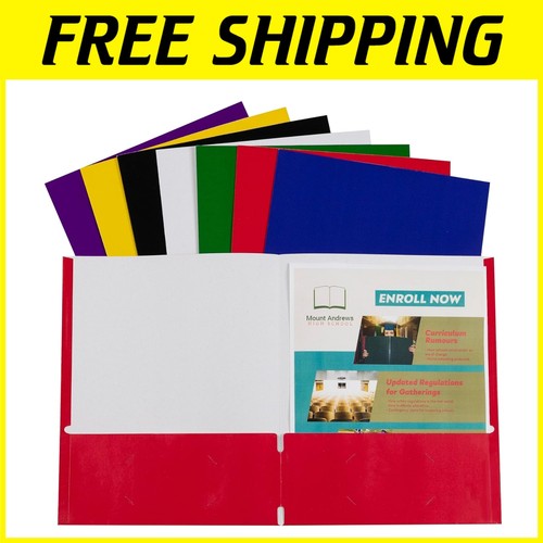 Durable Two-Pocket Paper Folders - 100-Count Assorted Colors for ...