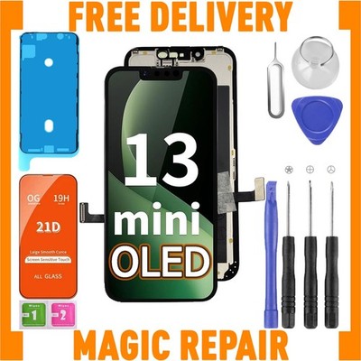 For iPhone 13 Mini Soft OLED Screen Replacement + Digitizer +Tools+ ...