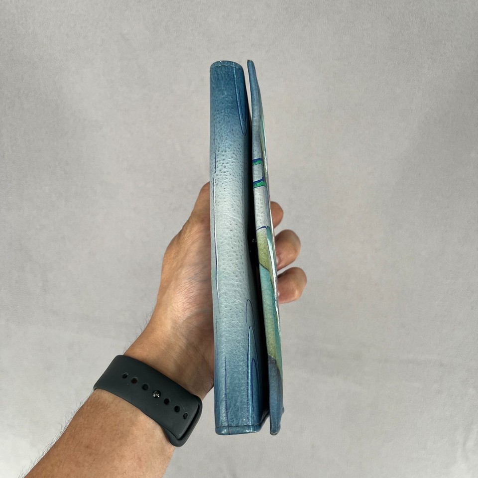 Anuschka Wallet Womens Blue Hand Painted Leather Floral Art | eBay ...