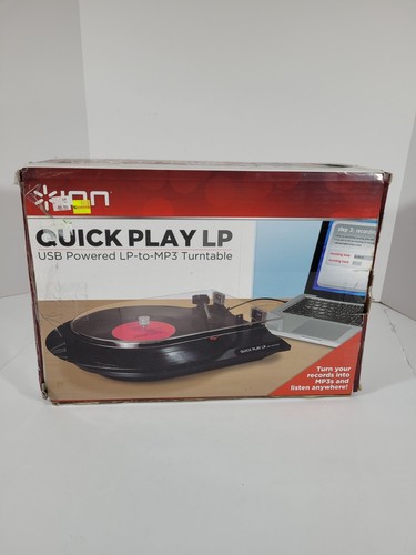 ION QUICK PLAY LP USB Powered LP-to-MP3 Turntable Records New Open Box ...