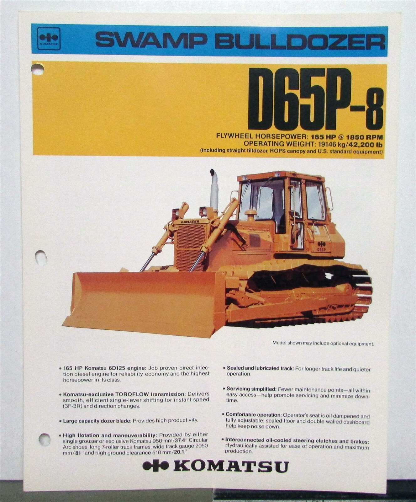 1980s Komatsu D65P-8 Swamp Bulldozer Specifications Construction Sales ...