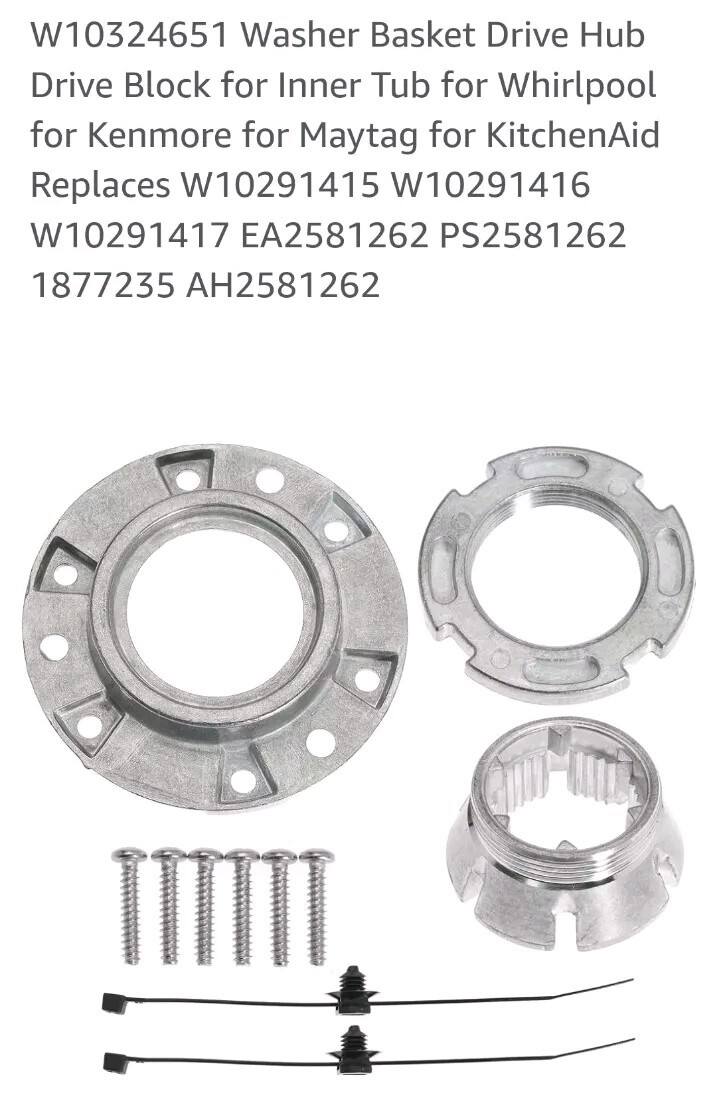 W10324651 Washer Basket Drive Hub Drive Block for Inner Tub for ...