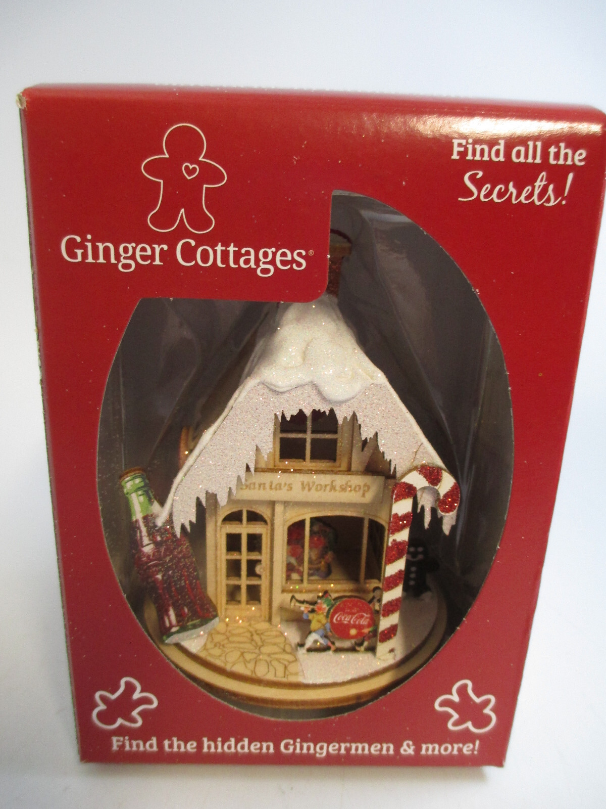 Coca-Cola Ginger Cottages Santa's Workshop Wooden 3D Christmas Ornament ...