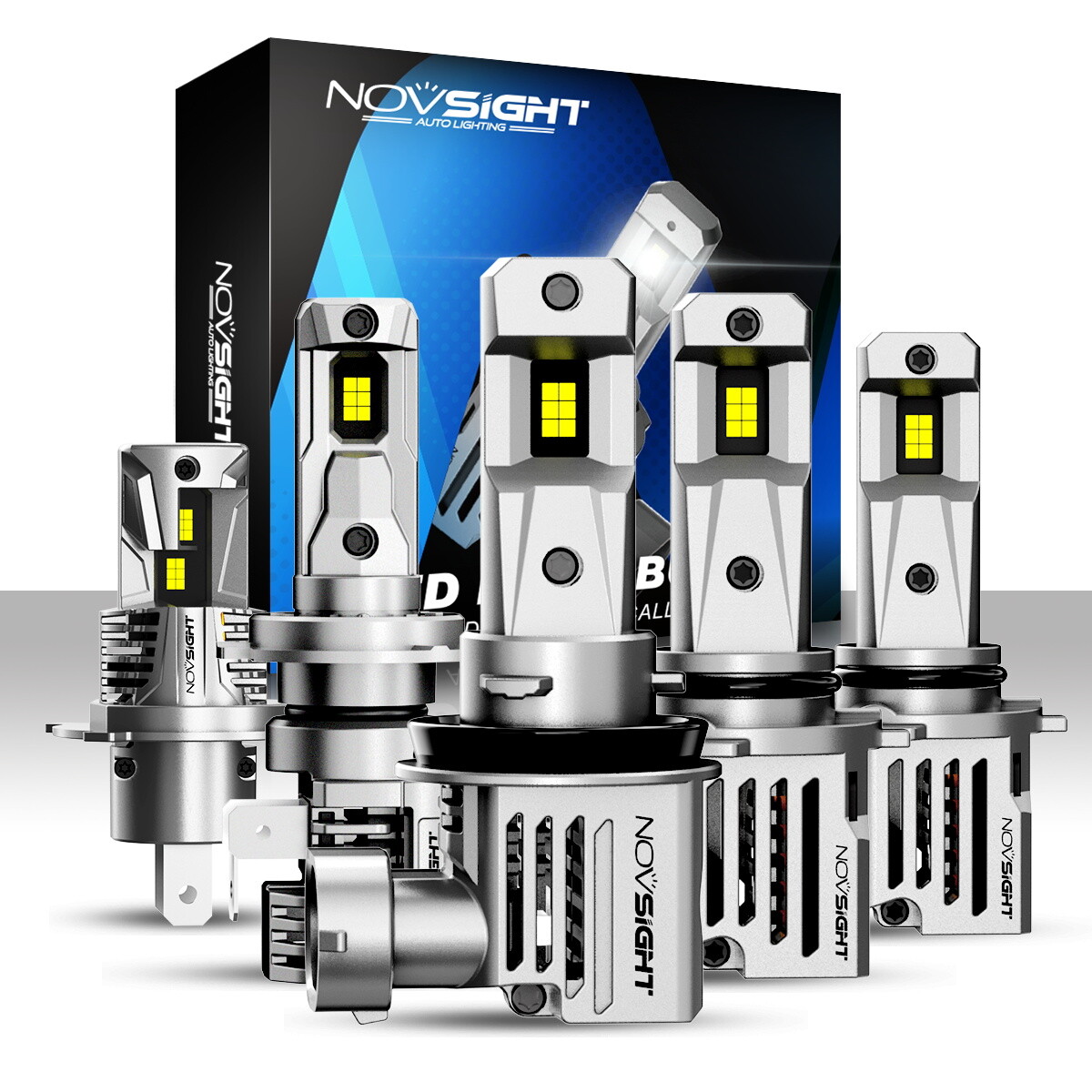 NOVSIGHT 2x H4 HB2 H7 H11 H8 H9 9005 9006 LED Headlight Bulbs 80W ...