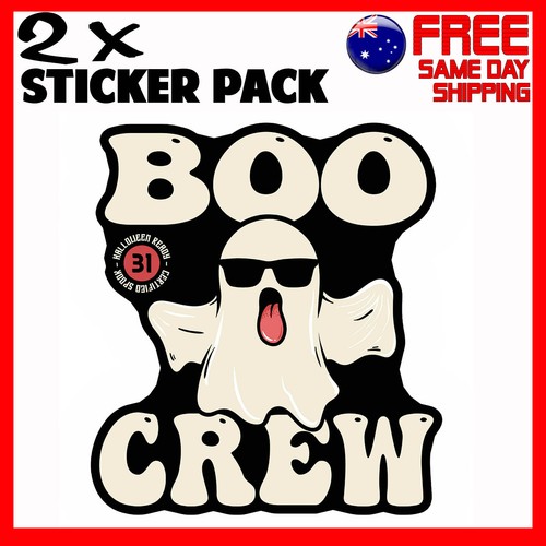 2 x Stickers - Boo Crew Ghost Halloween - Car Bumper Funny Novelty ...