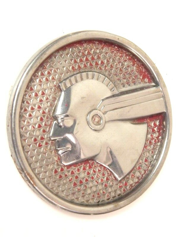 Vintage Pontaic Indian Head Mohawk Motor Emblem Disc Flying Saucer Car ...