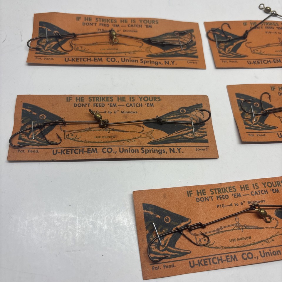 Vintage Bait Hooks Minnow Harness Crawdad U Ketch Em Co. New On Card NY ...