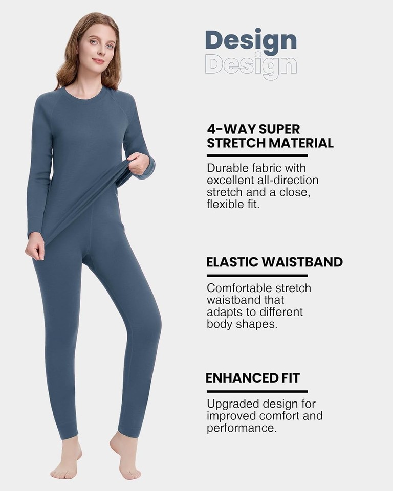 Women 100% Merino Wool Base Layer Sets Thermal Underwear Ski Bottom Top ...