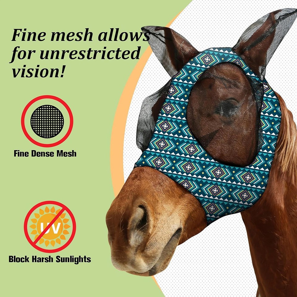 Horse Fly Mask Mesh Face Cover Eye Protector Mosquito Insect Anti-Fly ...
