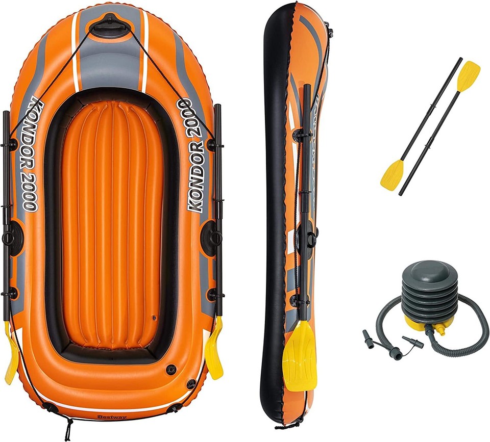 Inflatable Raft/Boat - 1 or 2 Person Boat with Oars - Kondor 2000 / 3000 Bestway | eBay