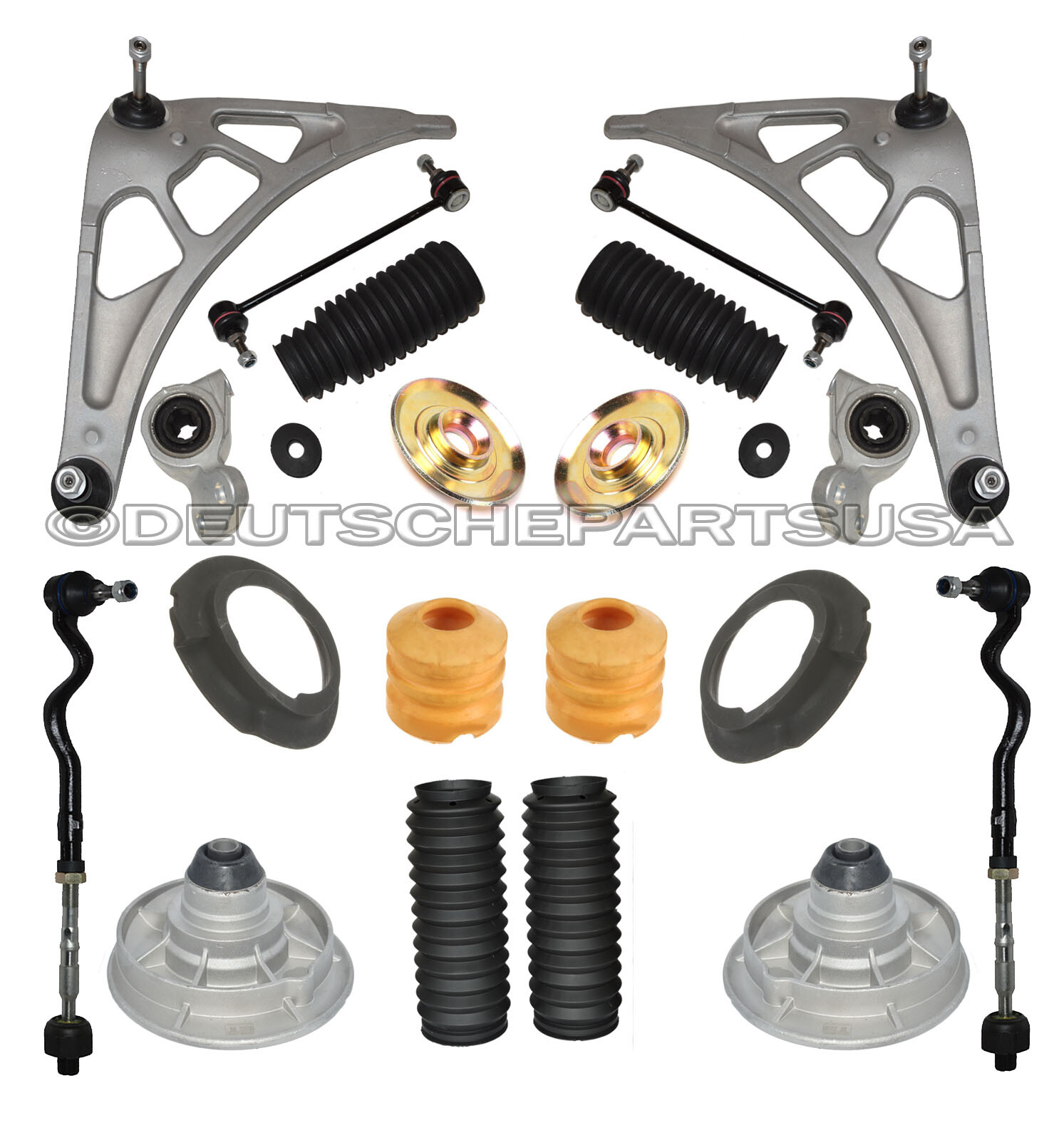 CONTROL ARMS Ball Joints Bushings Strut Shock Mount Suspension BMW E46 ...