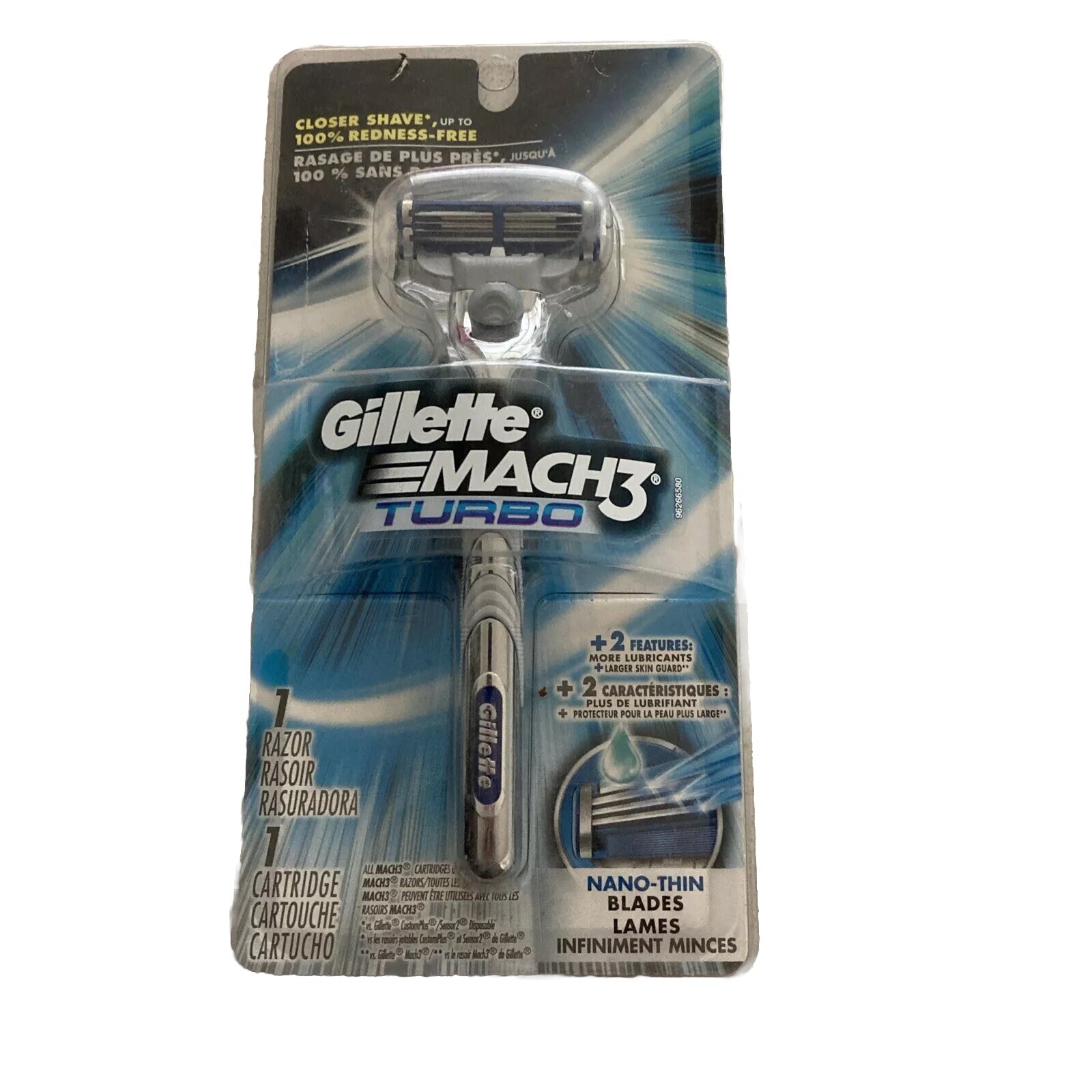 NEW Gillette Mach 3 Turbo Metal Razor Blade Metal Shaver 1 Razor 1 ...