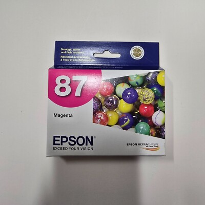 New Genuine Epson #87 T087320 Magenta Ink Cartridge Sealed Exp 2014 ...