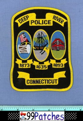 DEEP RIVER CONNECTICUT Police Patch PIPES & DRUMS BAND OLD SAILING SHIP ...